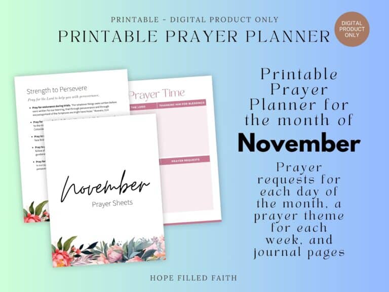 7 Prayers For The Month Of November & Free Printable Planner