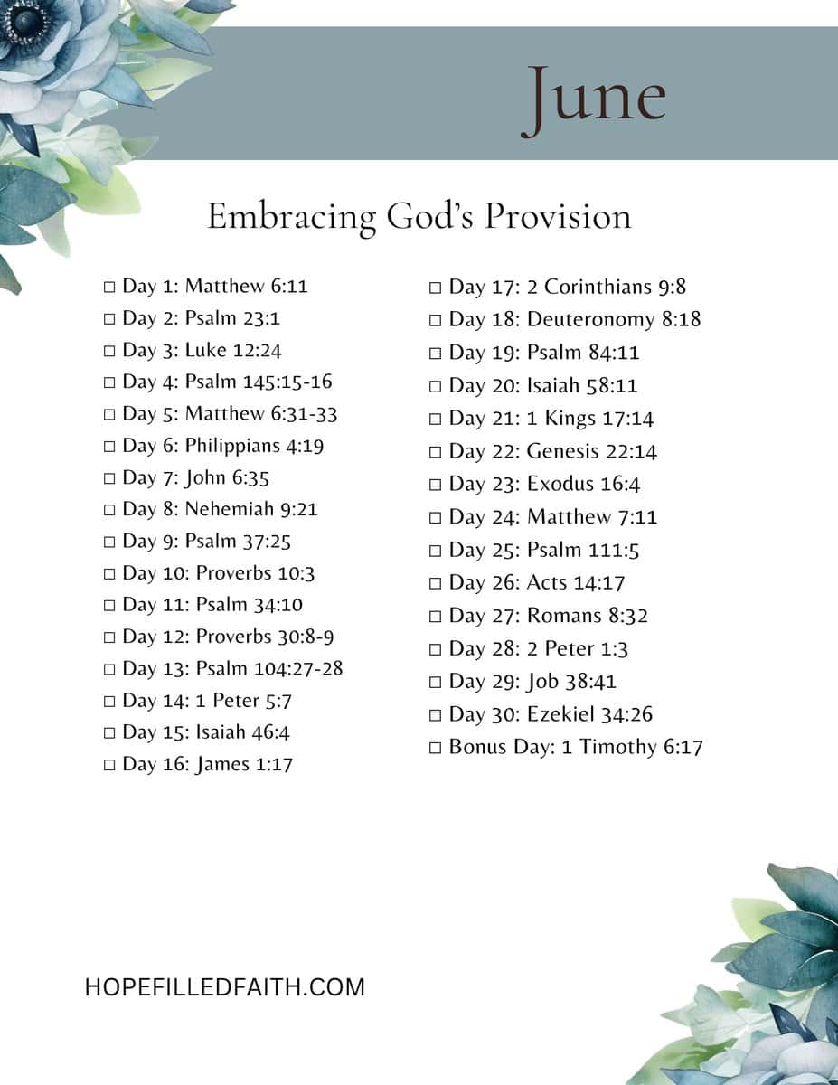 30+ Bible Verses For June: God's Powerful Provision