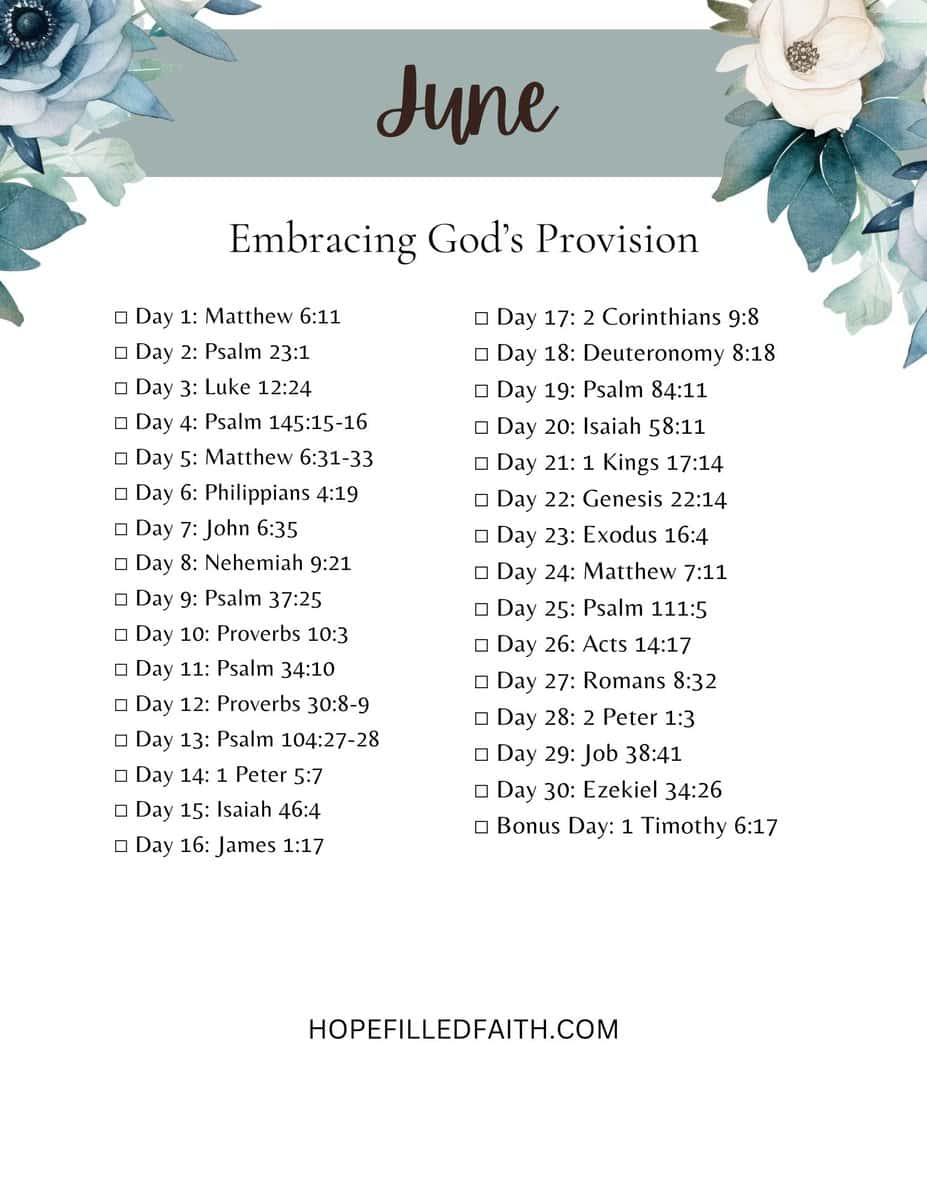 30+ Bible Verses For June: God's Powerful Provision
